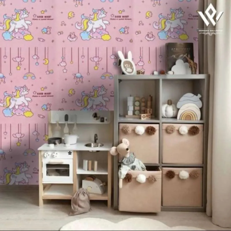 Jual Wallpaper Dinding Kuda Poni / Little Pony Pink 9m s/d 10m x 45cm ...