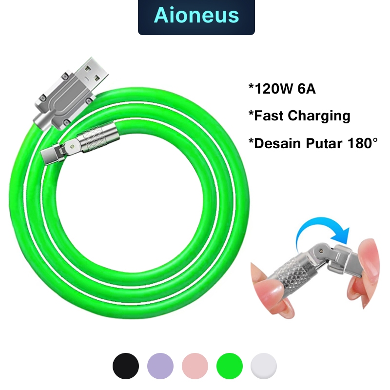 Jual 2M Kabel Data Putar 180° Fast Charging 120W 6A Zinc Alloy Untuk ...