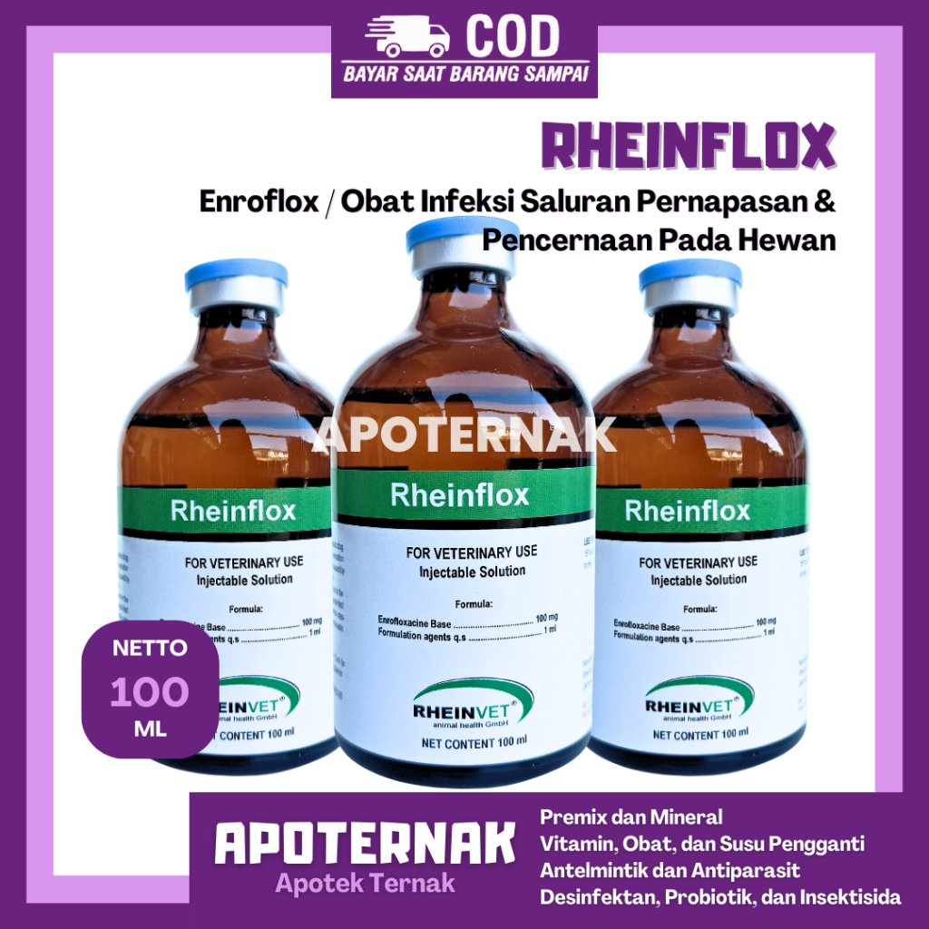 Jual RHEINFLOX 100 mL | Enrofloxacin 10% Untuk Hewan Ternak Obat ...