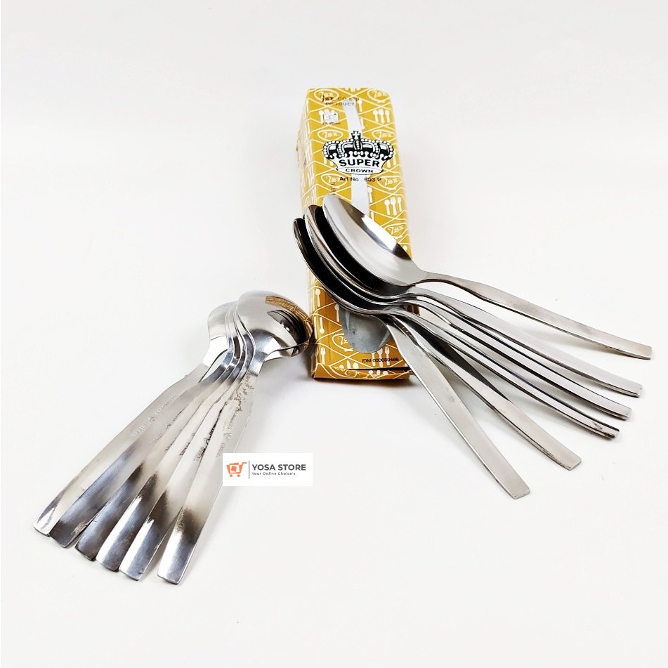 Jual Sendok Makan Stainless Steel Merk Super Crown Original 12 Pcs ...