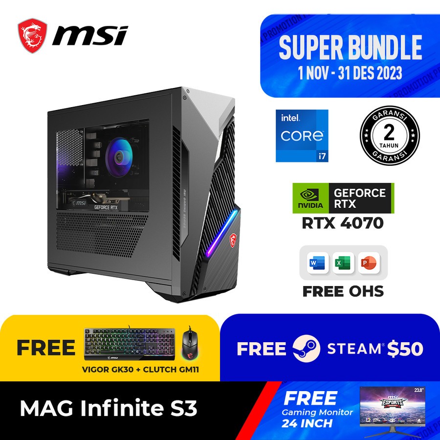 Jual MSI MAG Infinite S3 13NUC - i7-13700F/32GB/1TB/RTX 4070/Win11 Home | Shopee Indonesia