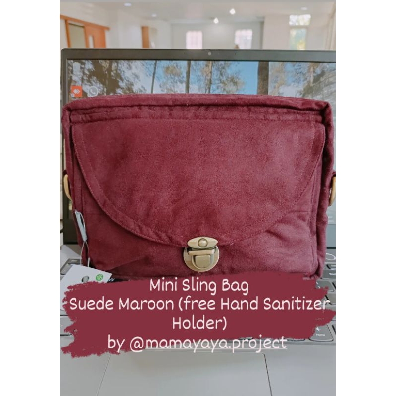Jual Mini Sling Bag Suede Maroon by MAMAYAYA Project | Shopee Indonesia