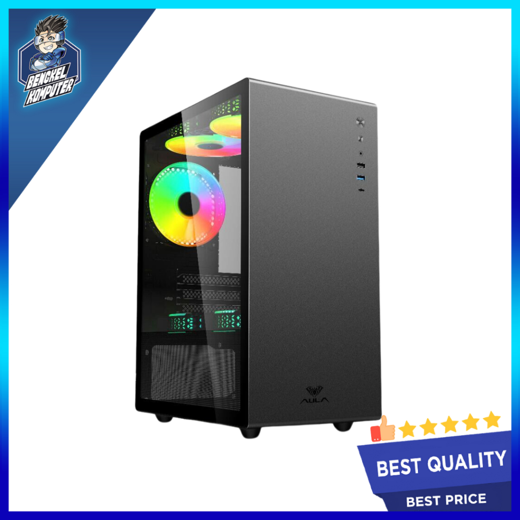 Jual CASING PC GAMING AULA MZ01 BLACK INCLUDE 3 FAN RGB | Shopee Indonesia