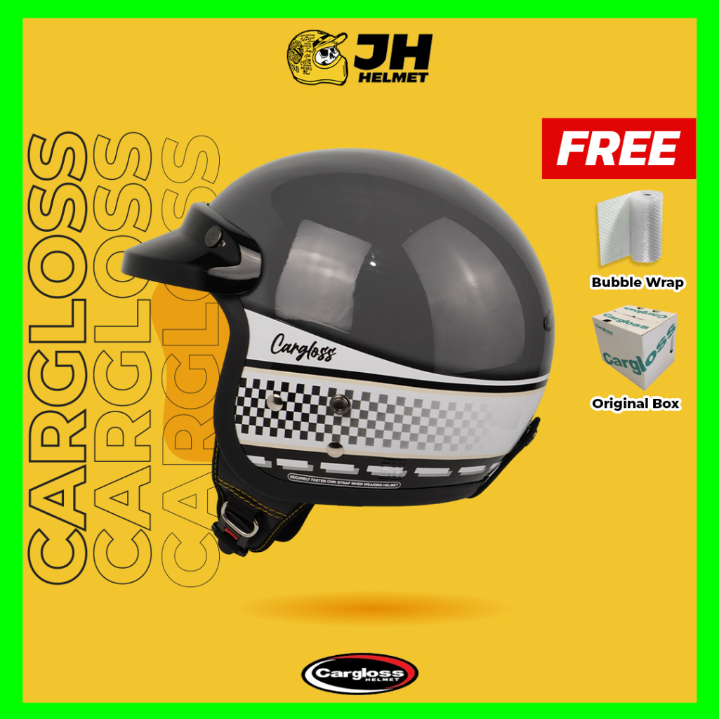 Jual Helm Cargloss Retro Original CFM Motif Chessis Dark Grey Glossy ...