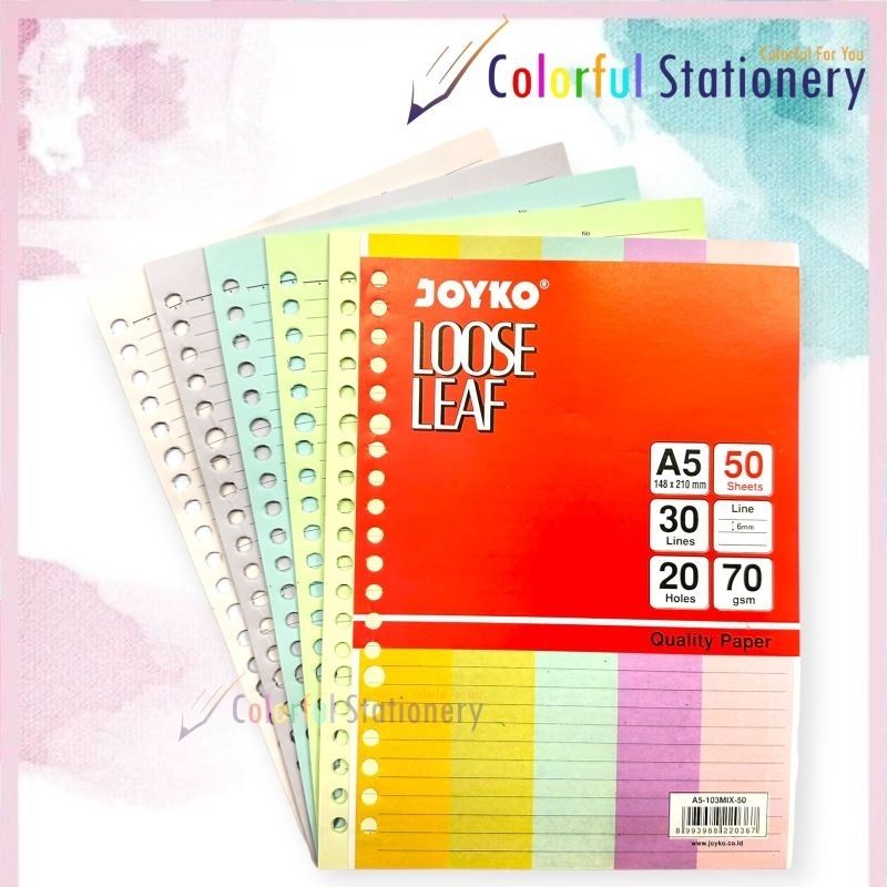 Jual Loose Leaf / Kertas Binder Warna A5 50 Lembar 103MIX Joyko | Shopee Indonesia