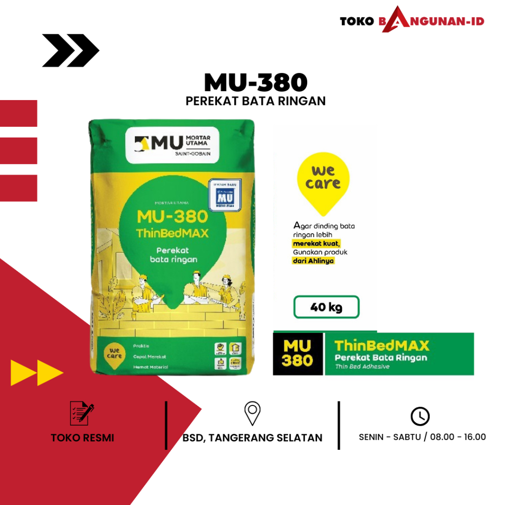 Jual Mu-380 ThinbedMax Mortar 40kg / Lem Hebel dan Bata Ringan | Shopee ...