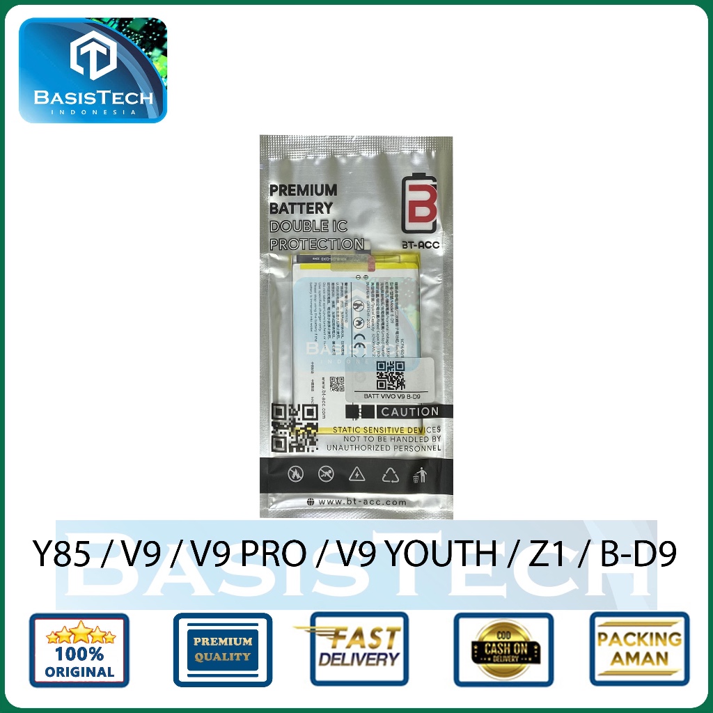 Jual BATERAI VIVO Y85 V9 V9 PRO V9 YOUTH Z1 B-D9 BT BASISTECH DOUBLE IC POWER PROTECTION ...