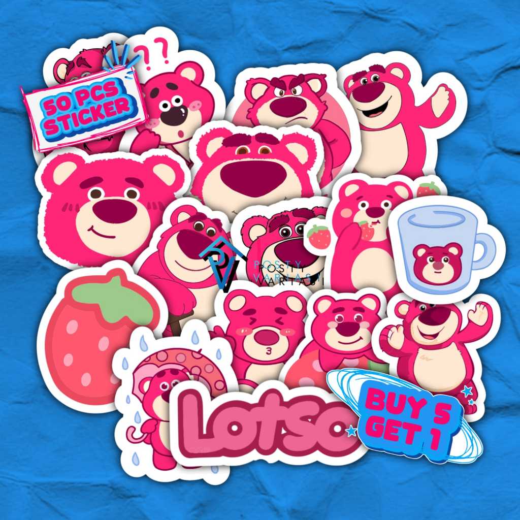 Jual 50 Pcs Stiker Pack Aesthetic Bear Lotso Pink Toy Story Untuk Case ...