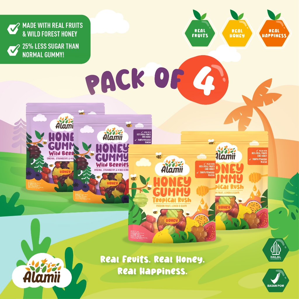 Jual Alamii Honey Gummy - Pack of 4 x 40g (Mix Varian) | Shopee Indonesia