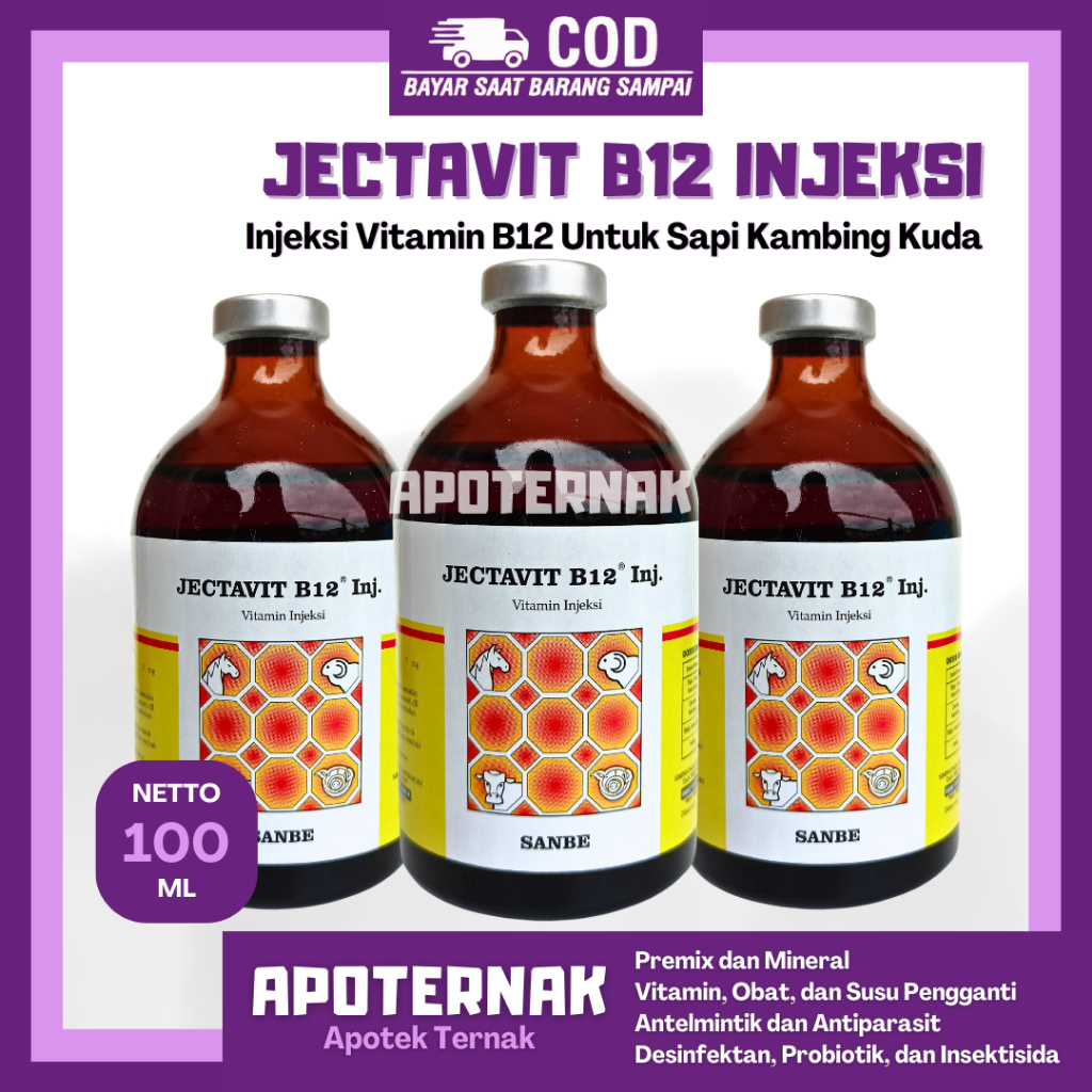 Jual JECTAVIT B12 100 ml Sanbe - Vitamin B12 Semua Jenis Hewan Sapi ...