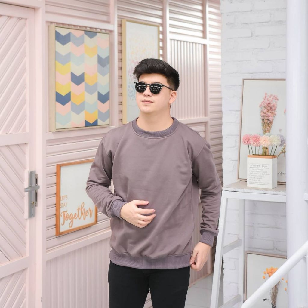 Jual BASIC Sweater || Sweatshirt Crewneck Pria Polos || Bahan Fleece 30 ...