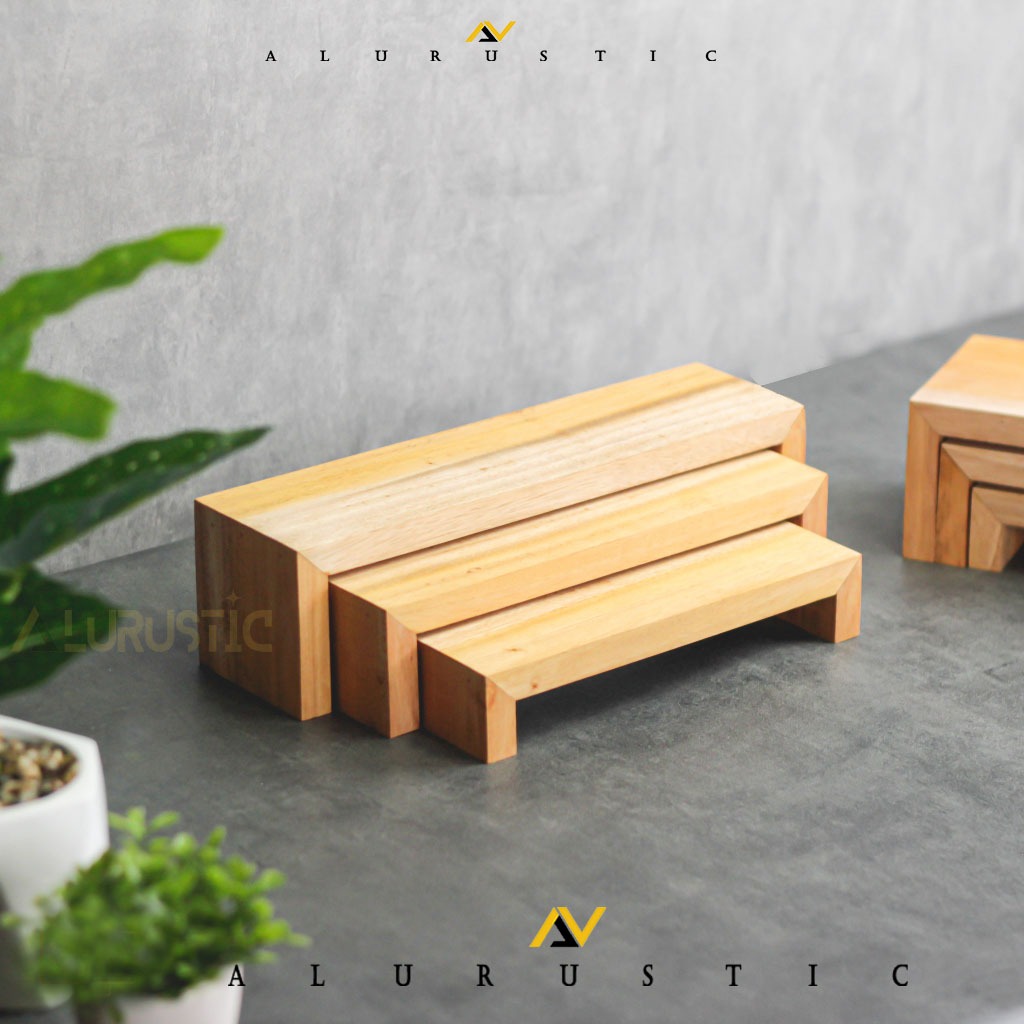 Jual RAK DISPLAY RAK 3 SUSUN PAJANG PRODUK RAK TANGGA KAYU PAJANGAN ...