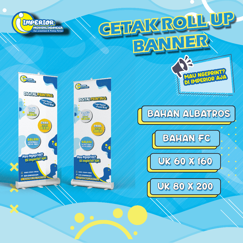 Jual Cetak Roll Up Banner Custom + Standing / Ukuran 60 x 160 & 80 x 200 | Shopee Indonesia
