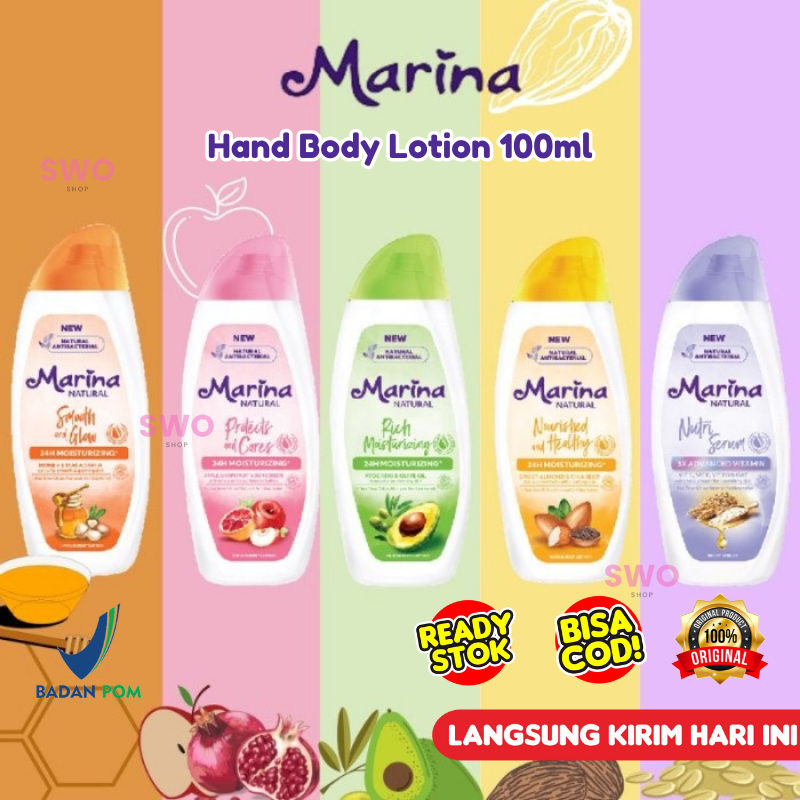Jual MARINA Hand Body Lotion 100ml UV White BPOM | Shopee Indonesia