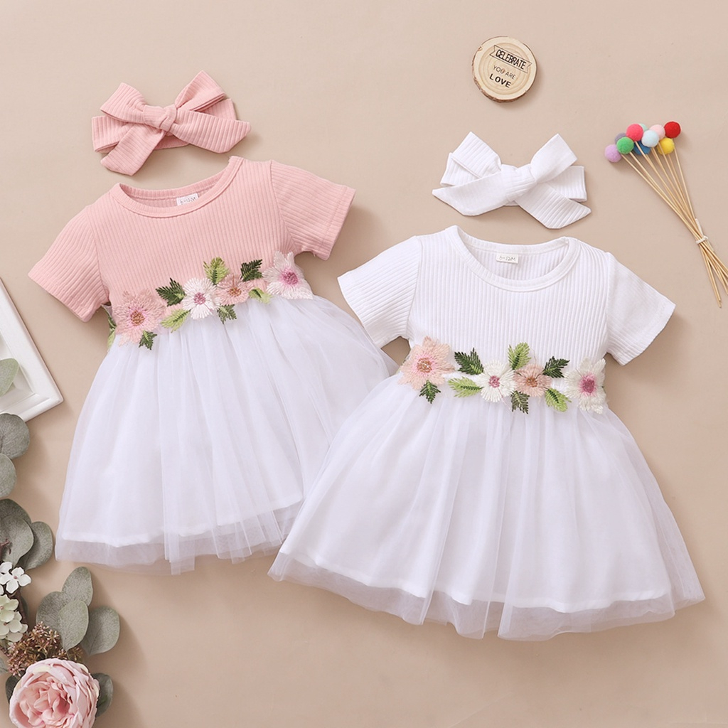 Jual [PRINCESS KESLI] 0-3 Tahun Dress Newborn sulam Flowers Bayi ...