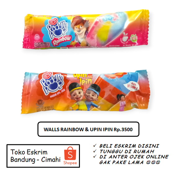 Jual Es Krim Ice Cream Eskrim Walls Paddle Pop Rainbow Upin Ipin ...