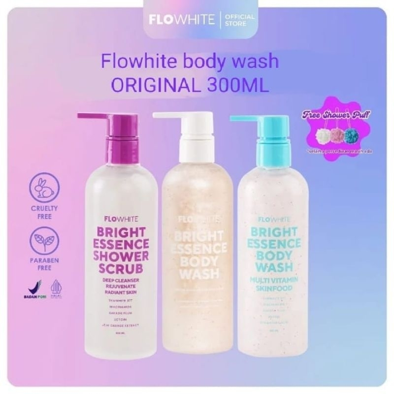 Jual BODY WASH FLOWHITE Bright Essence 300ml ORIGINAL / body scrub ...