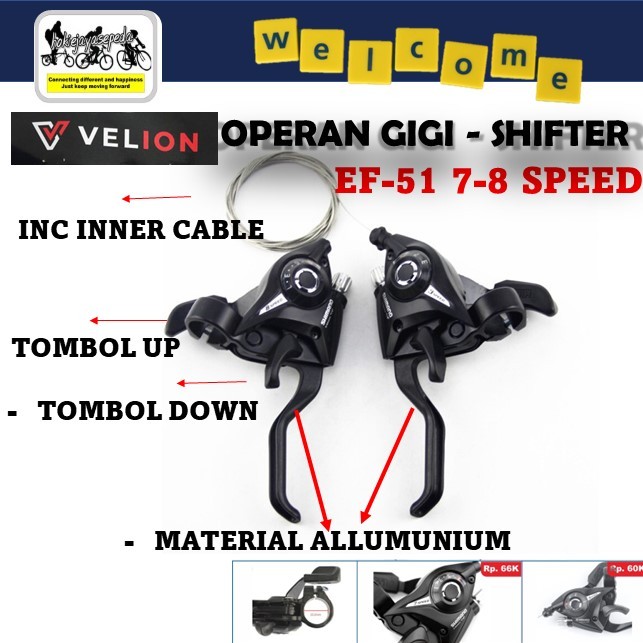 Jual Shifter operan sepeda gunung 3x7 dan 3x8 speed index (1set ...
