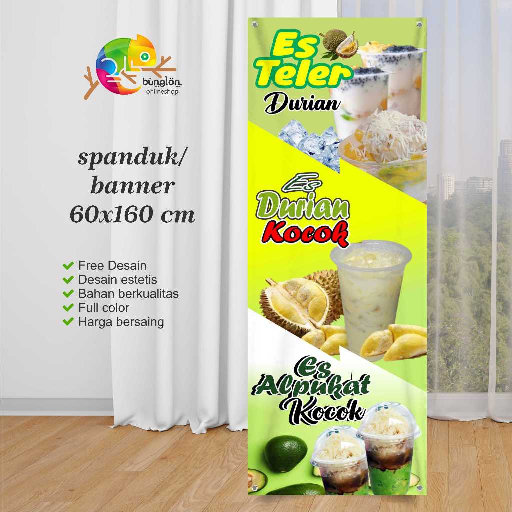 Jual Spanduk 60x160 Banner Es Teler, Durian Kocok Dan Alpukat Kocok ...