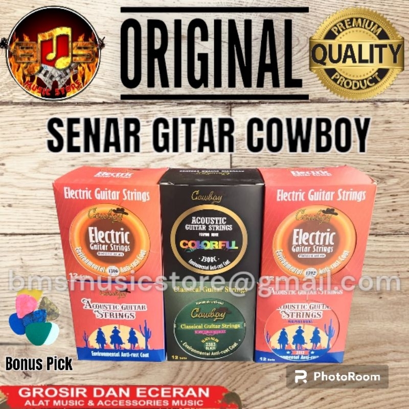 Jual Bonus Pick Senar Gitar Cowboy acoustic 010 dan 011 Original Senar ...