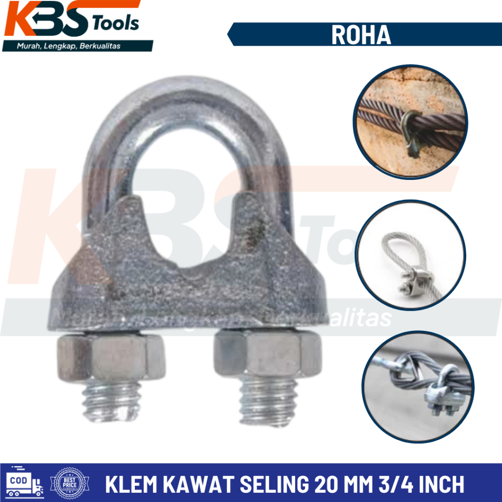 Jual Klem Kawat Kabel Seling Baja Galvanis 20 mm Sling Kuku Macan 3/4 ...