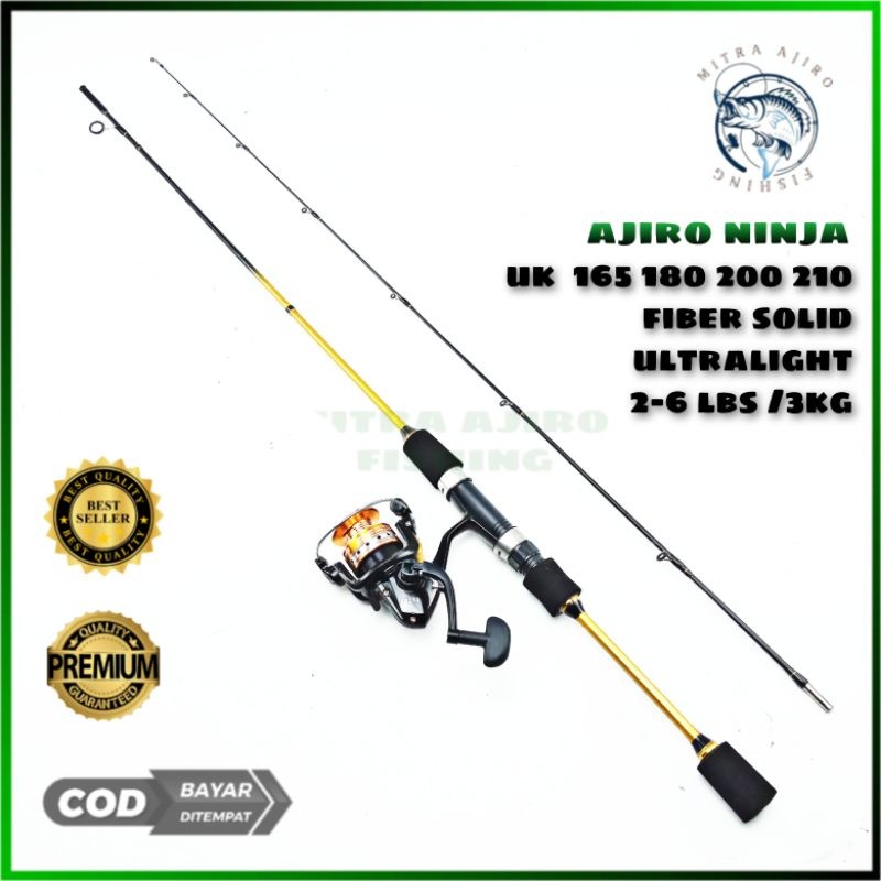 Jual Satu set Joran pancing fiber solid lentur ul ultralight ajiro ninja 165 180 198 210 cm ...