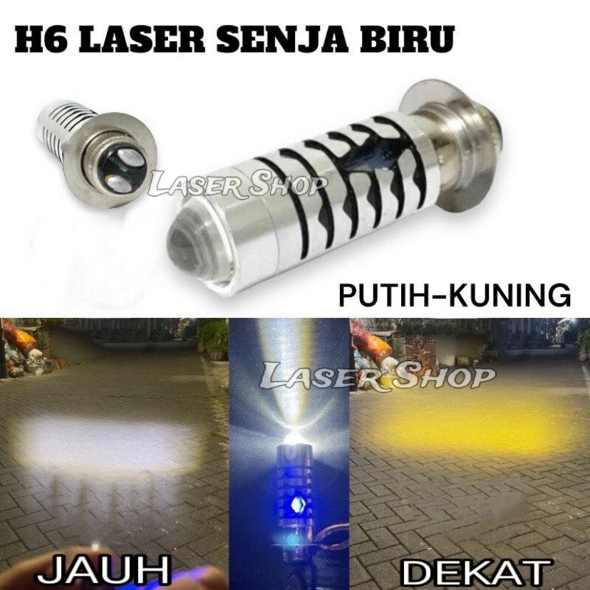 Jual Lampu Utama LED H6 Laser Jauh Dekat Putih Kuning Putih Putih Plus Senja Biru | Shopee Indonesia