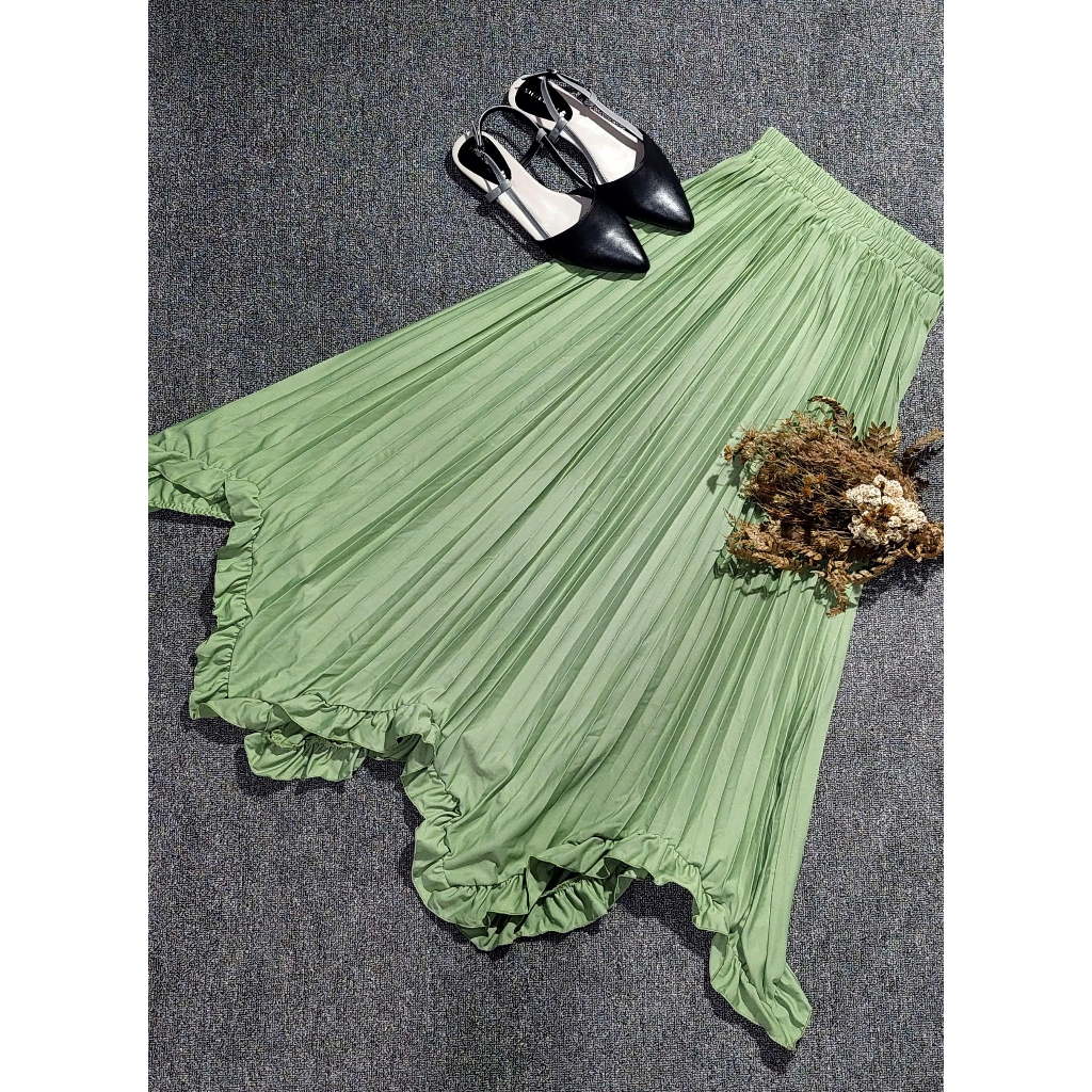 Jual Rok Pleasket Ruffle Gelombang Premium | Shopee Indonesia