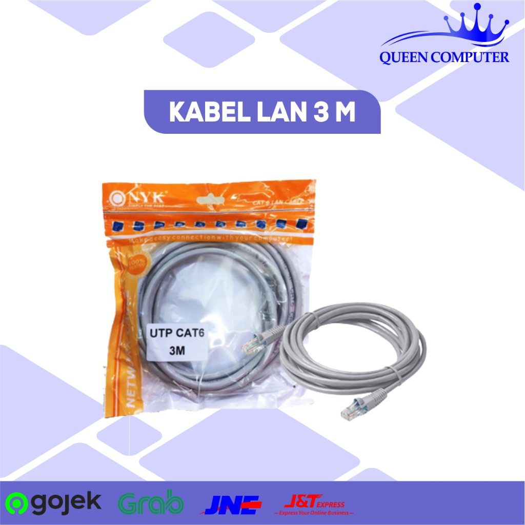 Jual NYK Kabel LAN UTP Cat 6 RJ45 Panjang 3 Meter | Shopee Indonesia