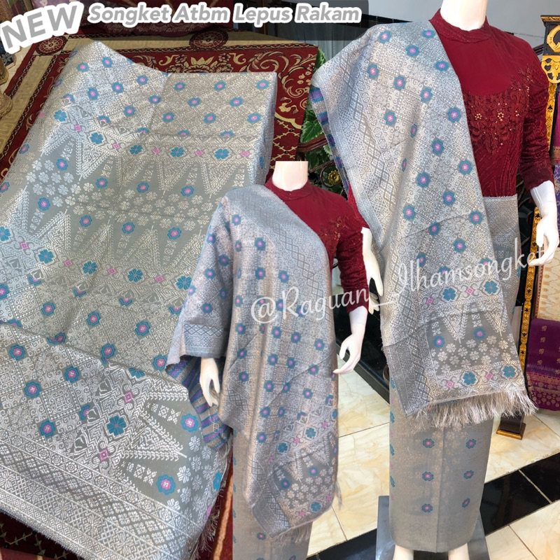 Jual NEW Songket Tenun Lepus Rakam AbuAbu Silver /Songket Atbm /Songket ...