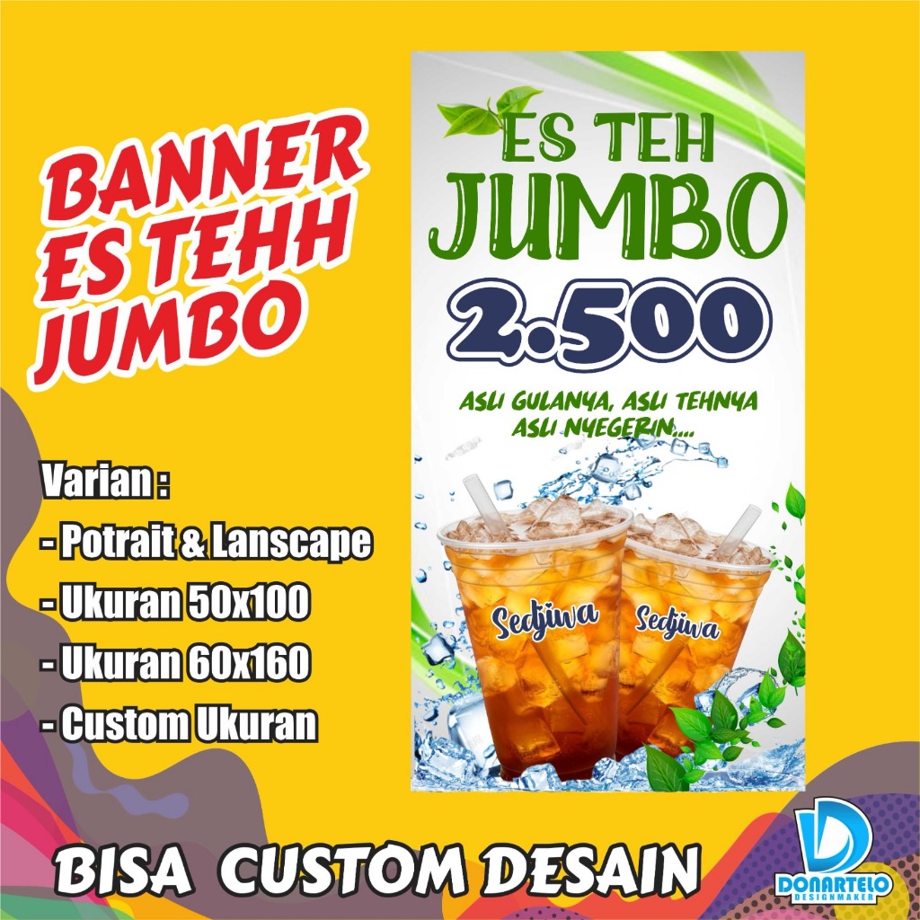 Jual CETAK BANNER/SPANDUK ES TEH JUMBO, FREE DESAIN, BISA CUSTOM ...