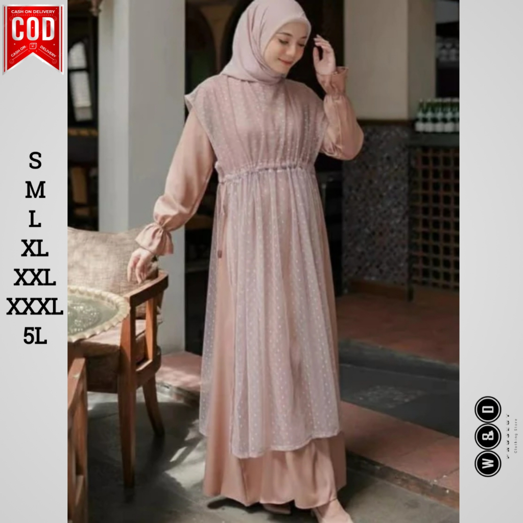 Jual Viola Set Tile | Maxi Dress Muslim | Baju Gamis Mix Tile Wanita ...