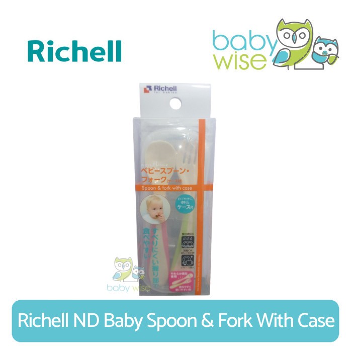 Jual Richell ND Baby Spoon & Fork With Case - Sendok dan Garpu Makan Bayi | Shopee Indonesia