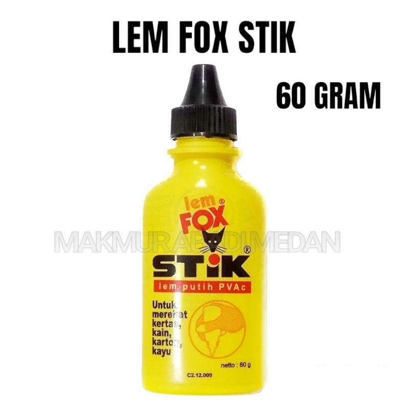 Jual (1Pcs) Lem Fox Stik 60 Gram Original PVAc Botol Kuning/Lem Pereket Kertas Praktis/Lem Putih ...