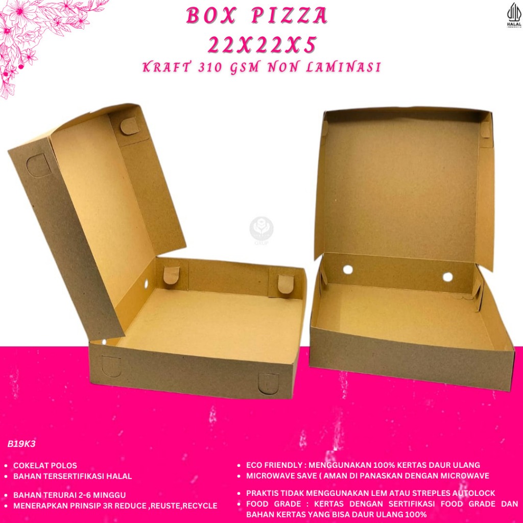 Jual Box Baju Box Hijab Dus Pizza 22x22x5 (B19K3-Non Laminasi) | Shopee ...