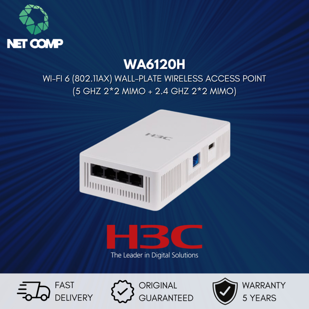 Jual H3C WA6120H EWP-WA6120H Internal Antennas 4 Streams Dual Radio 802.11ax/ac/n Walljack ...