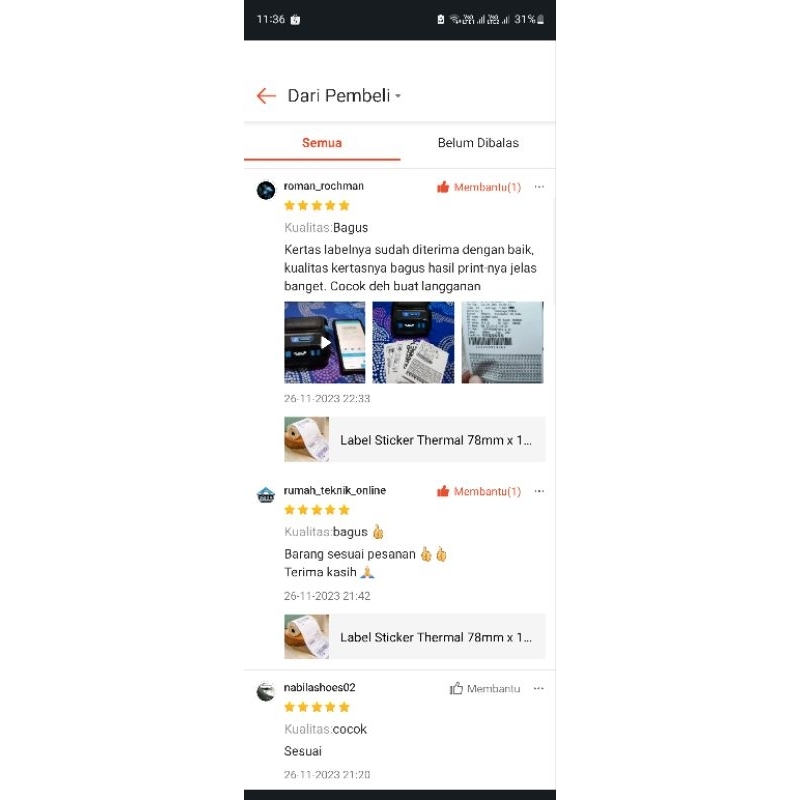 Jual Label Sticker Thermal 78mm x 100 mm 76x100 - 80 x 100 80mm x 100 ...