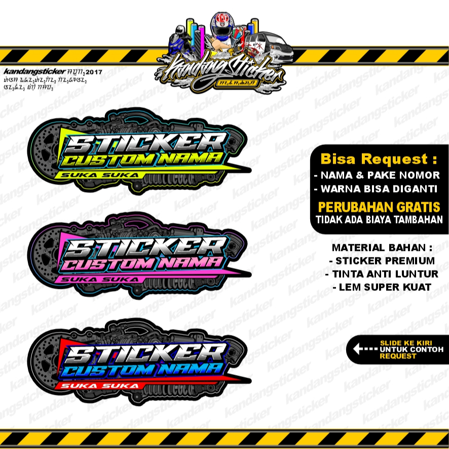 Jual Stiker Racing Custom Satuan Nama Suka Suka Sticker Bengkel Motor ...