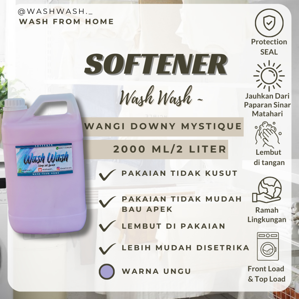 Jual Softener Lembut isi 2000ml By WashWash (Wash From Home) | Shopee ...