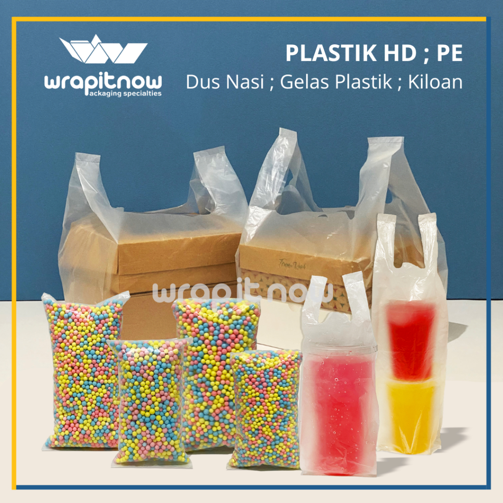 Jual [1 pack] Kantong Plastik HD Plastik Gelas Cup Plastik Tenteng ...