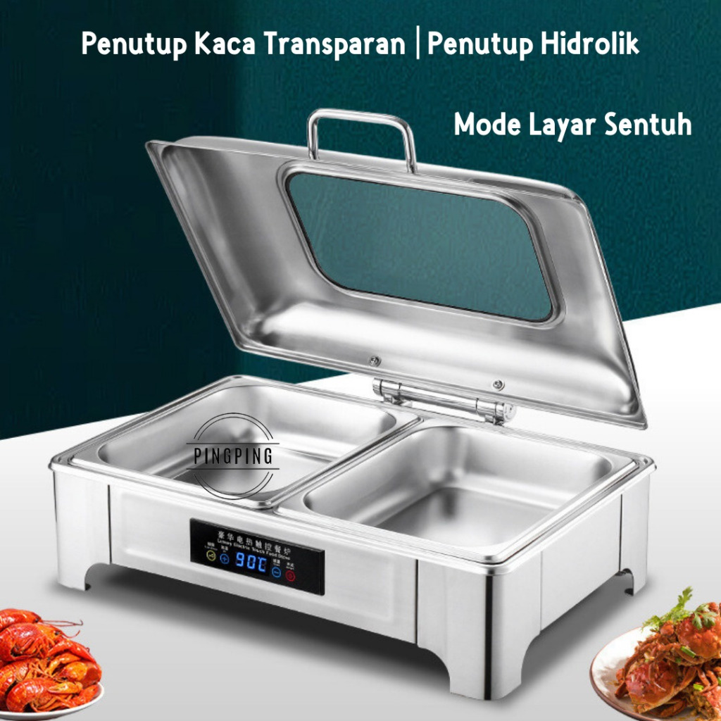 Jual PINGPING - Chafing Dish / Rolltop Segi Kaca Catering Stainless ...