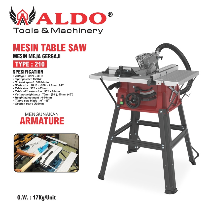 Jual MESIN TABLE SAW 8" 210 / MESIN MEJA GERGAJI KAYU / MESIN MEJA ...