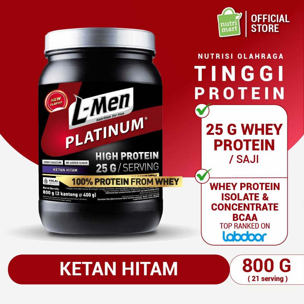 Jual L-Men Platinum Ketan Hitam 800gram (25g protein / serving)-1,7lbs ...