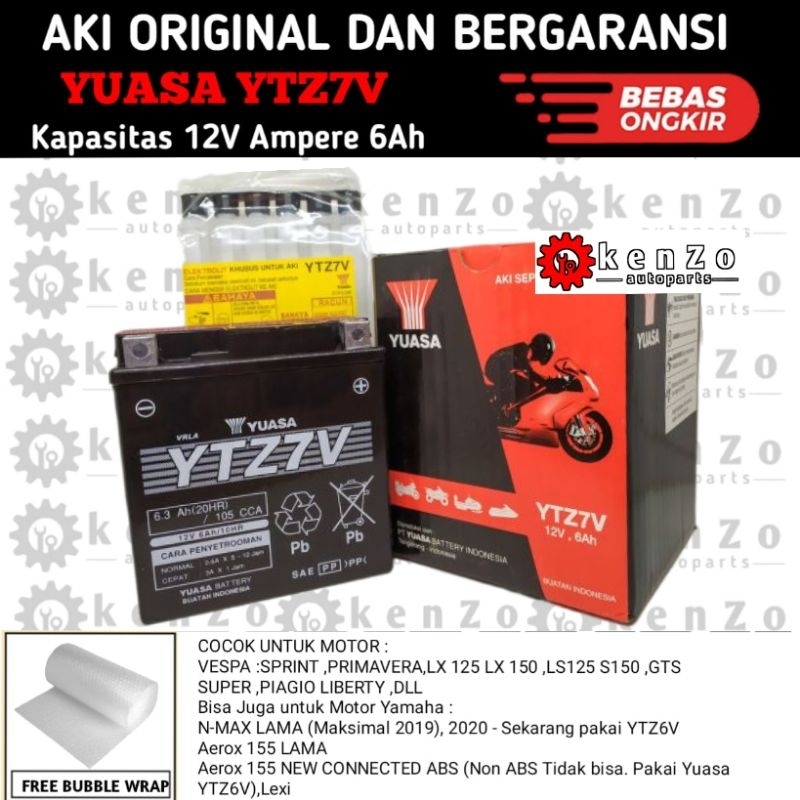 Jual AKI MOTOR VESPA LX SPRINT PRIMAVERA// YUASA YTZ7V ORIGINAL | Shopee Indonesia
