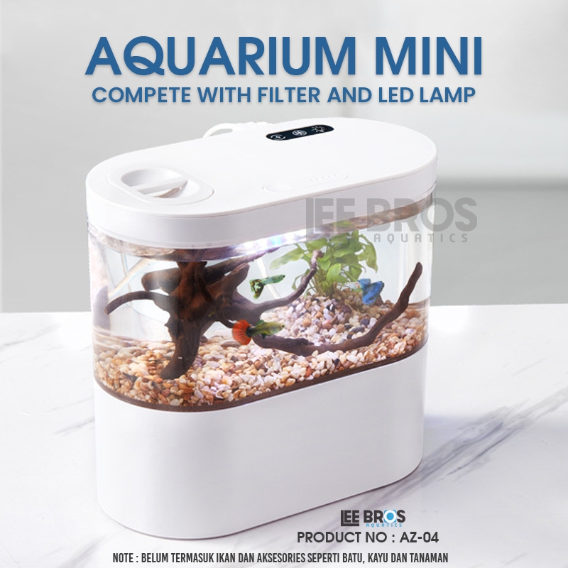 Jual Aquarium Cupang Lengkap Filter + LED / Aquarium Mini USB Unik AZ-04 | Shopee Indonesia