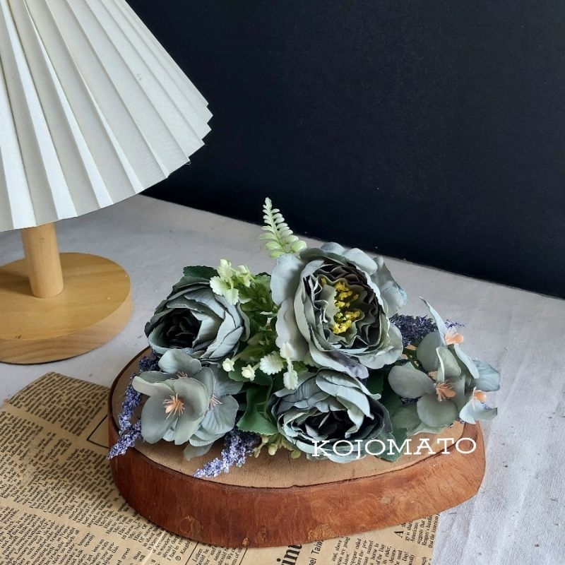 Jual B087 Buket Bunga Mawar Rose Peony putik Begonia Lavender Hydrangea ...