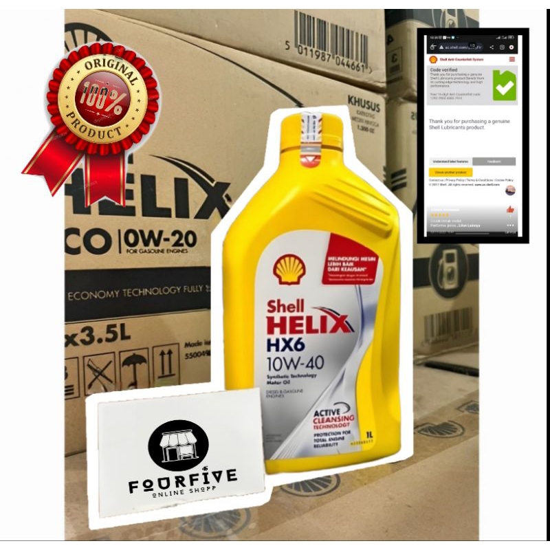 Jual OLI SHELL HELIX HX6 10W-40 | 1L ORIGINAL BARCODE HIJAU | Shopee ...