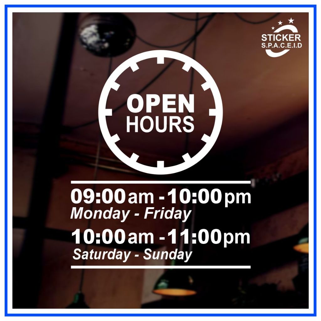 Jual CUSTOM STICKER JAM BUKA TUTUP KACA DINDING TOKO | Shopee Indonesia