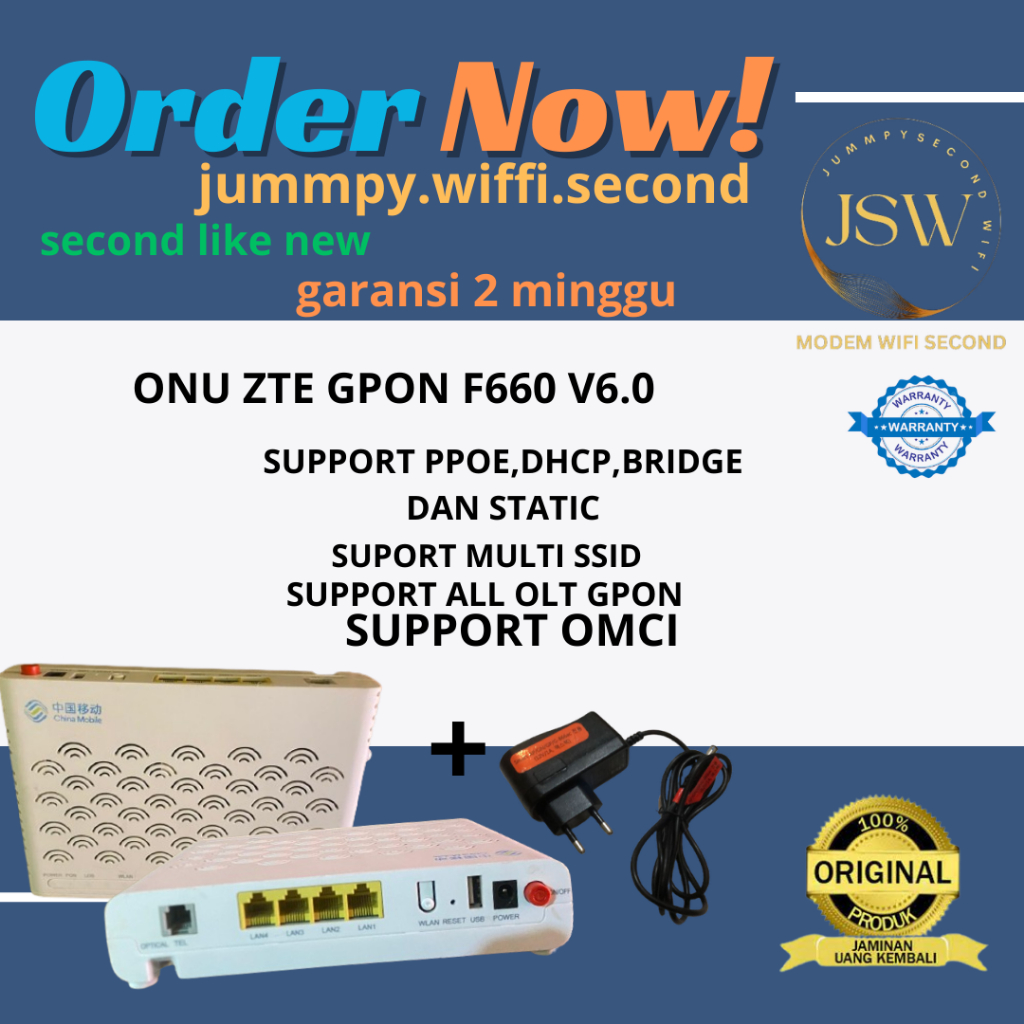 Jual ZTE GPON F660 V6.0 SUPORT OMCI PLUS ADAPTOR | Shopee Indonesia