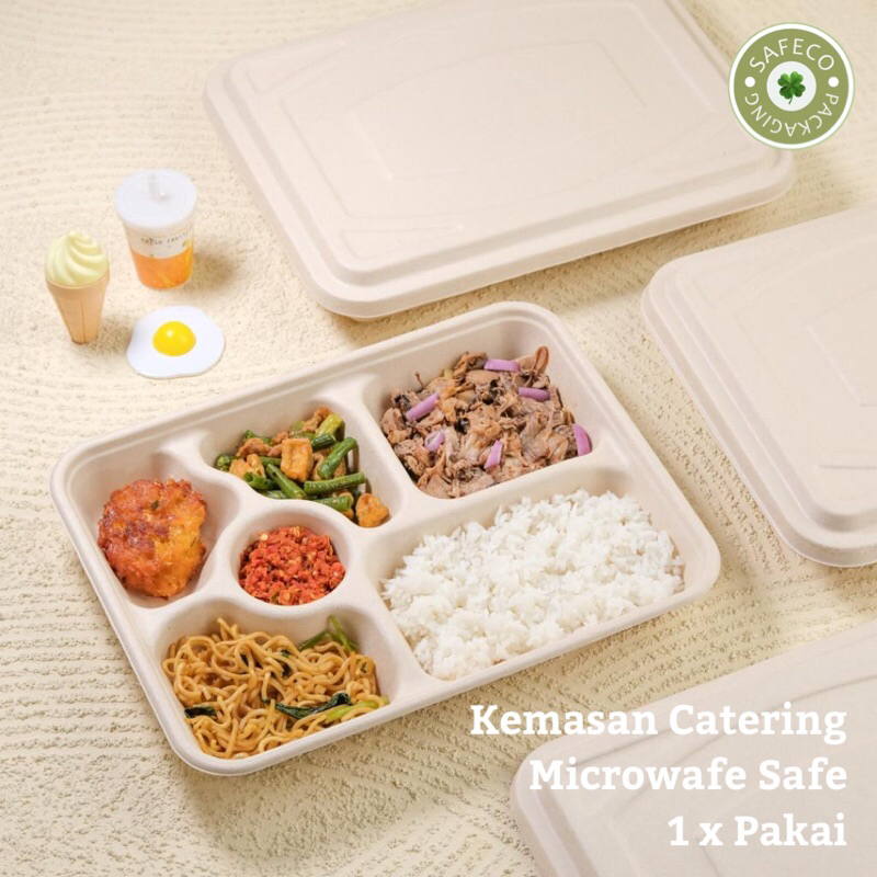 Jual Bagasse Bento Lunch Food Box 6 Sekat 6 Kotak Makan Kemasan Packaging Catering Box Sekali ...